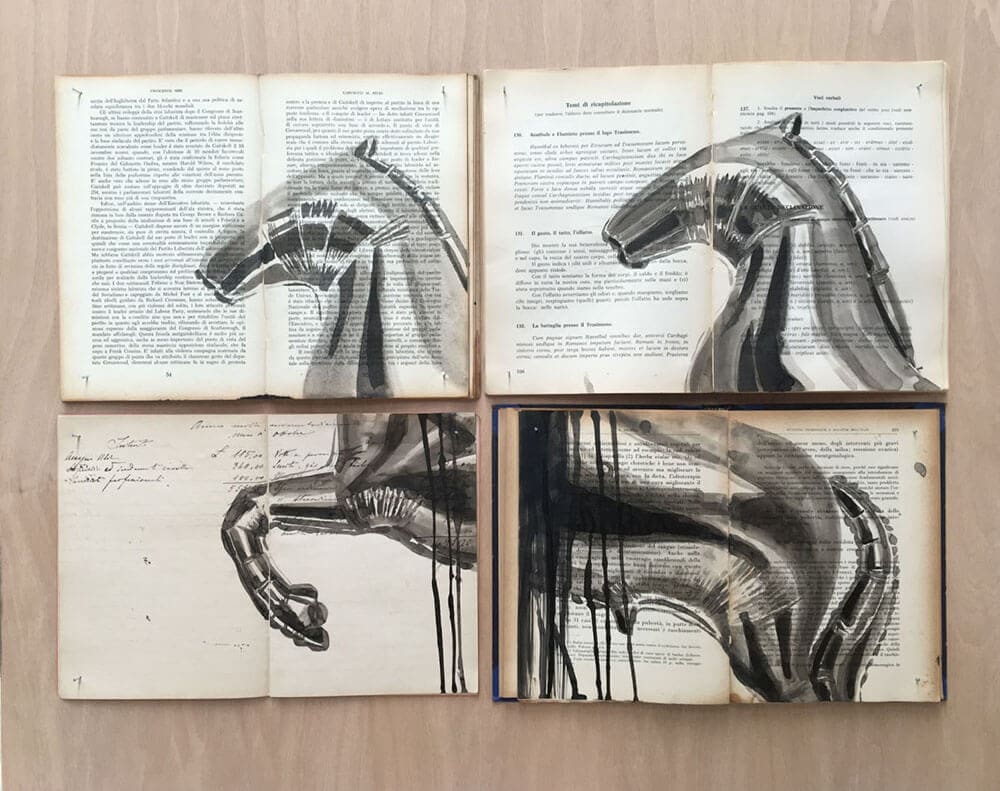 This Artist Creates Ink Paintings On Arrays Of Vintage Books | FREEYORK