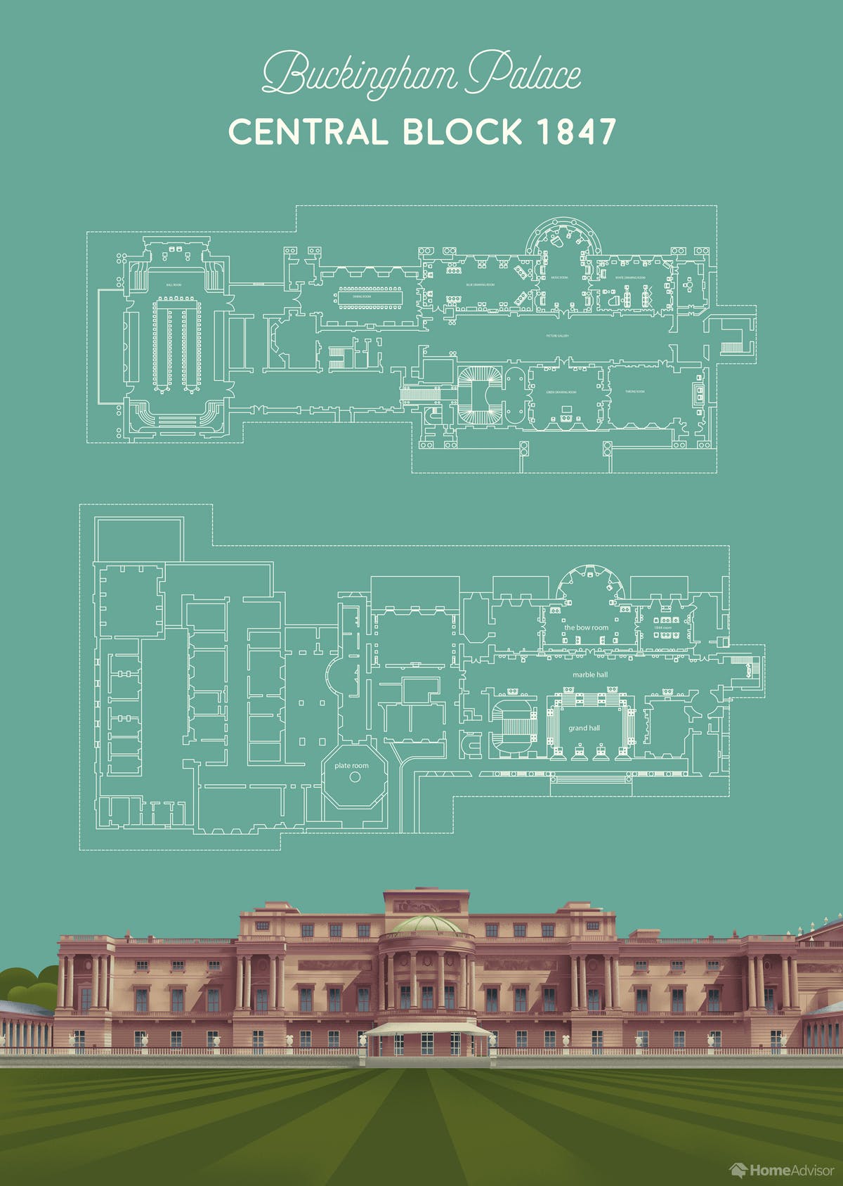 Updated Blueprint Posters Of Buckingham Palace | FREEYORK
