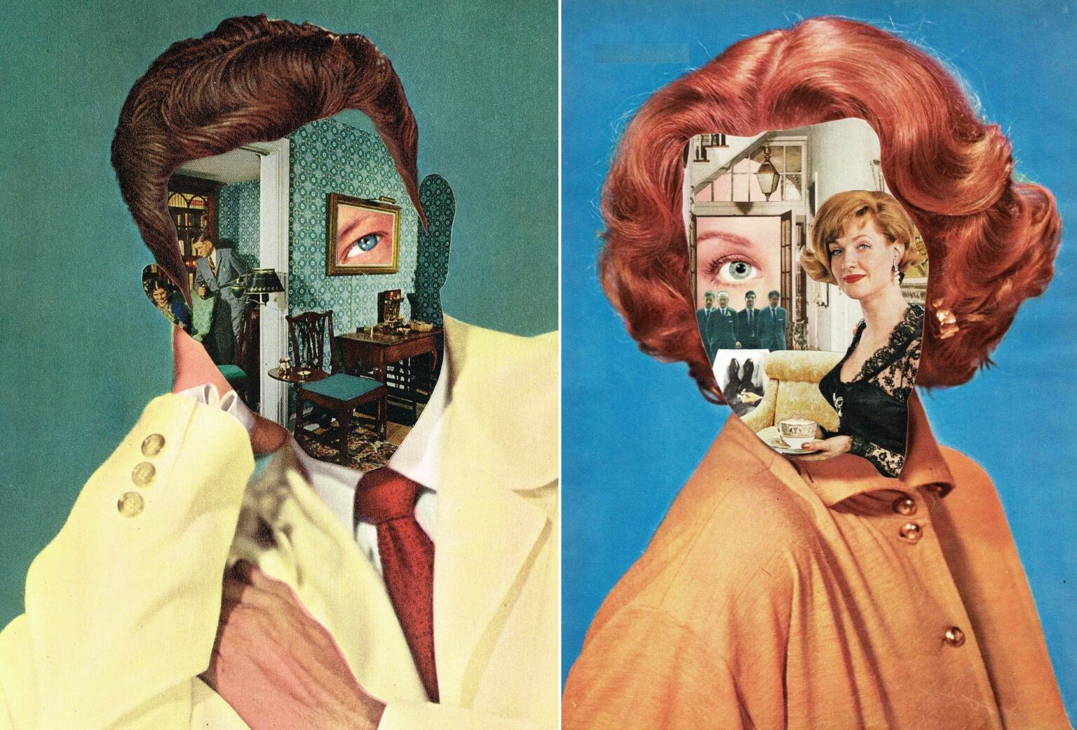 Shane Wheatcroft's Collages: Perfectly Coiffed Characters In A World Of ...